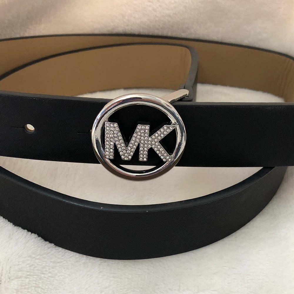 Michael Kors | Accessories | Michael Kors New Black Leather Belt Round ...